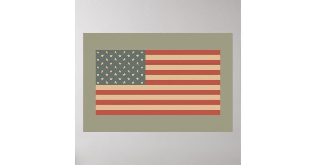 Big Vintage American Flag Wall Art Poster | Zazzle