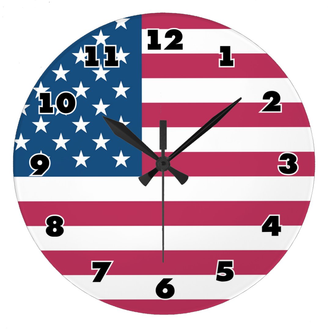 Big wall clock with american flag | Zazzle