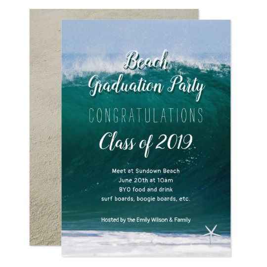 Big Wave Beach Graduation Party Class Invitation | Zazzle.com