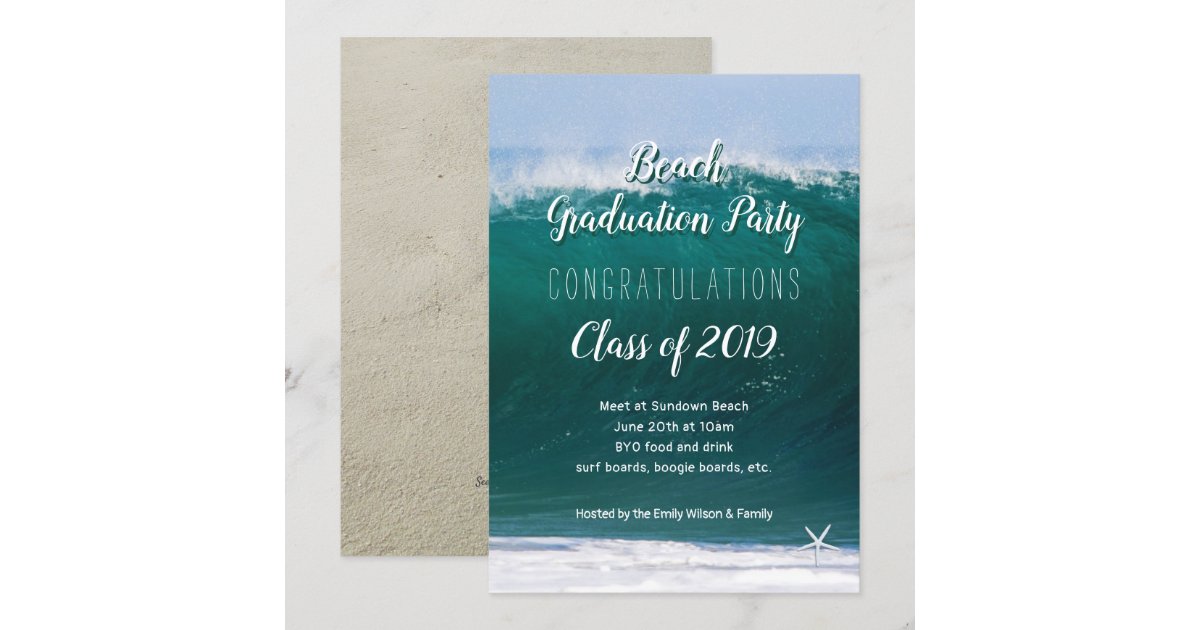 Big Wave Beach Graduation Party Class Invitation | Zazzle.com
