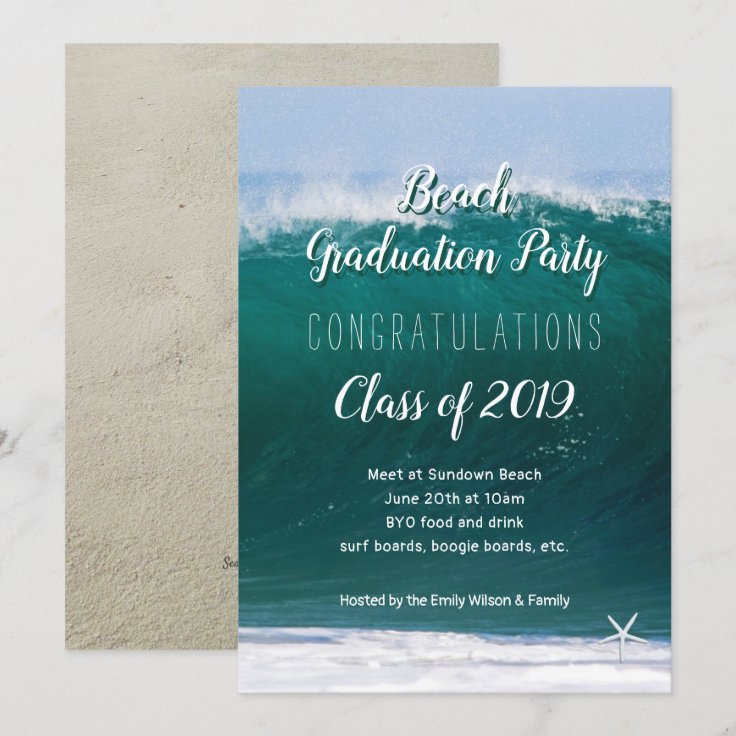 Big Wave Beach Graduation Party Class Invitation | Zazzle
