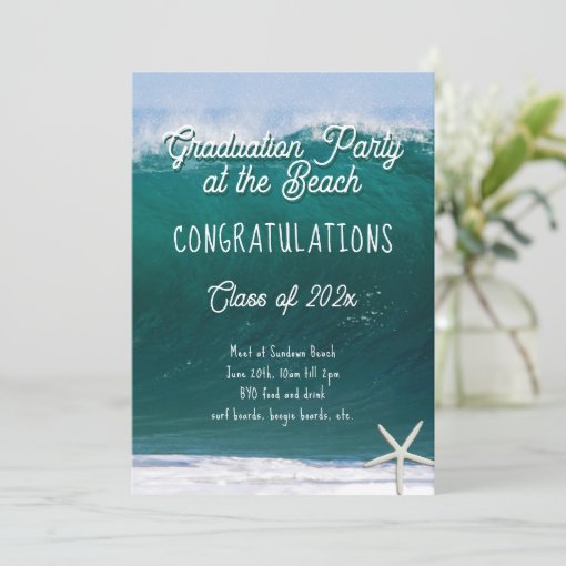 Big Wave Beach Graduation Party Class Invitation | Zazzle