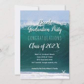 Big Wave Beach Graduation Party Class Invitation | Zazzle