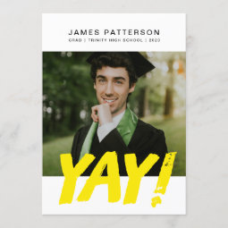 Big YAY Graduate Editable Graduation Announcement | Zazzle