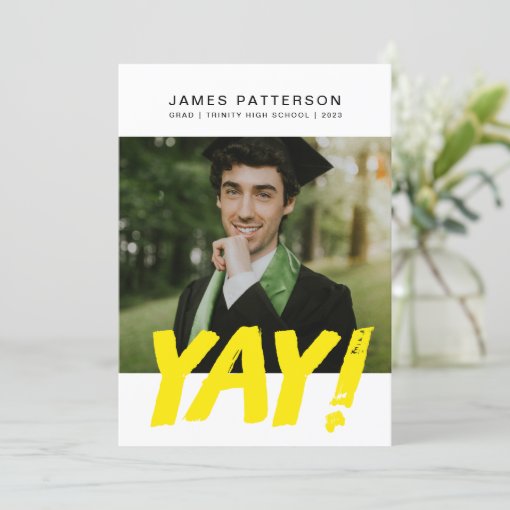 Big YAY Graduate Editable Graduation Announcement | Zazzle