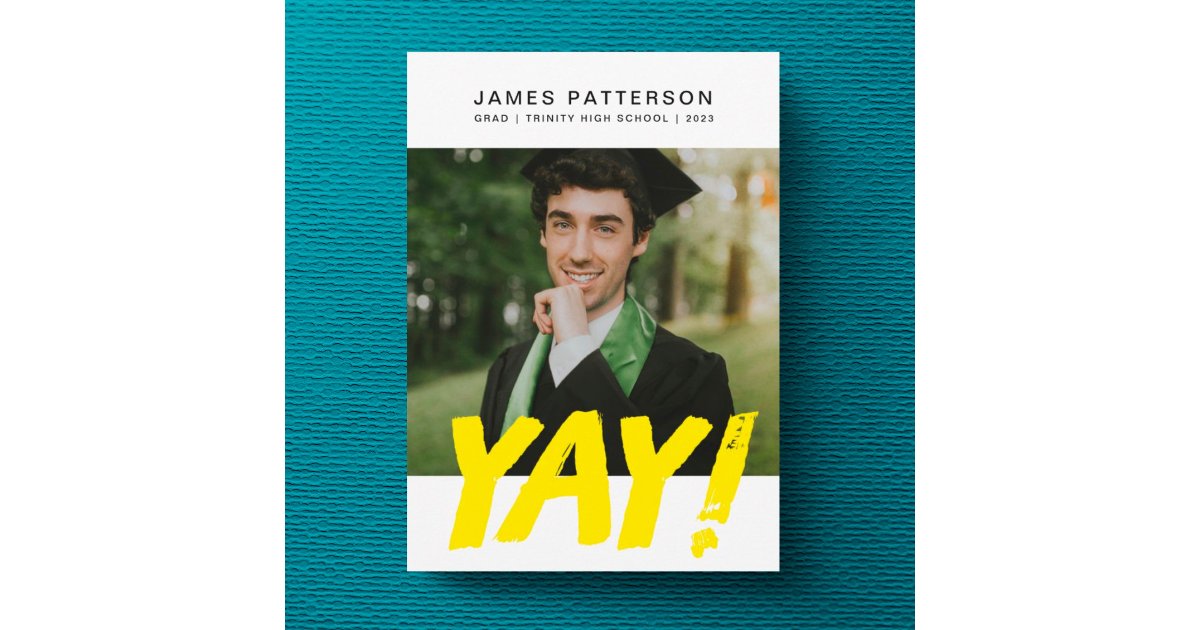 Big YAY Graduate Editable Graduation Announcement | Zazzle