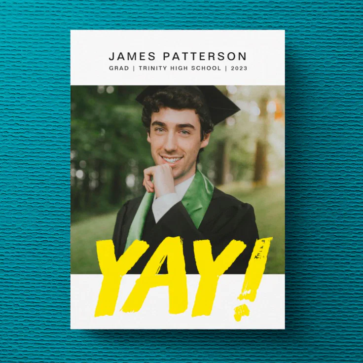 Big YAY Graduate Editable Graduation Announcement | Zazzle