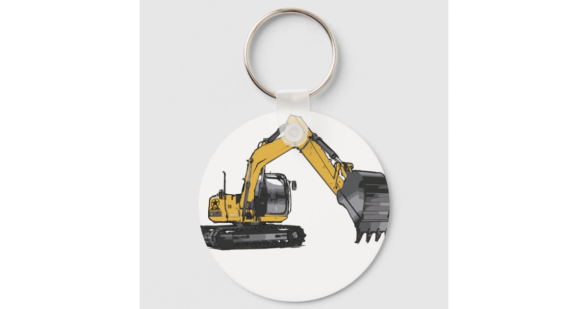 Big Yellow Excavator Keychain | Zazzle