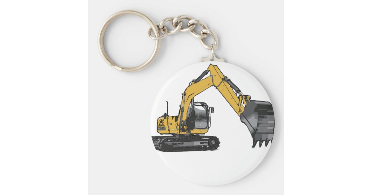 Big Yellow Excavator Keychain | Zazzle.com
