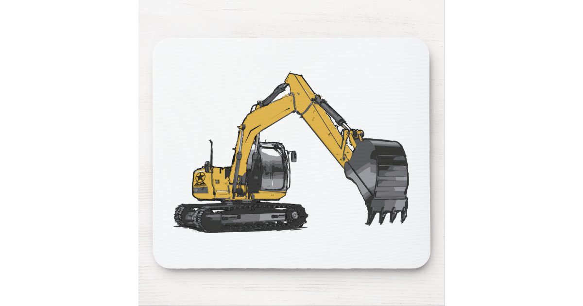 Big Yellow Excavator Mouse Pad | Zazzle