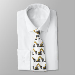 Big Yellow Excavator Neck Tie | Zazzle