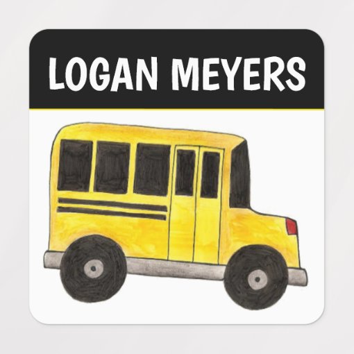 Big Yellow School Bus Driver Teacher Student Kids' Labels | Zazzle