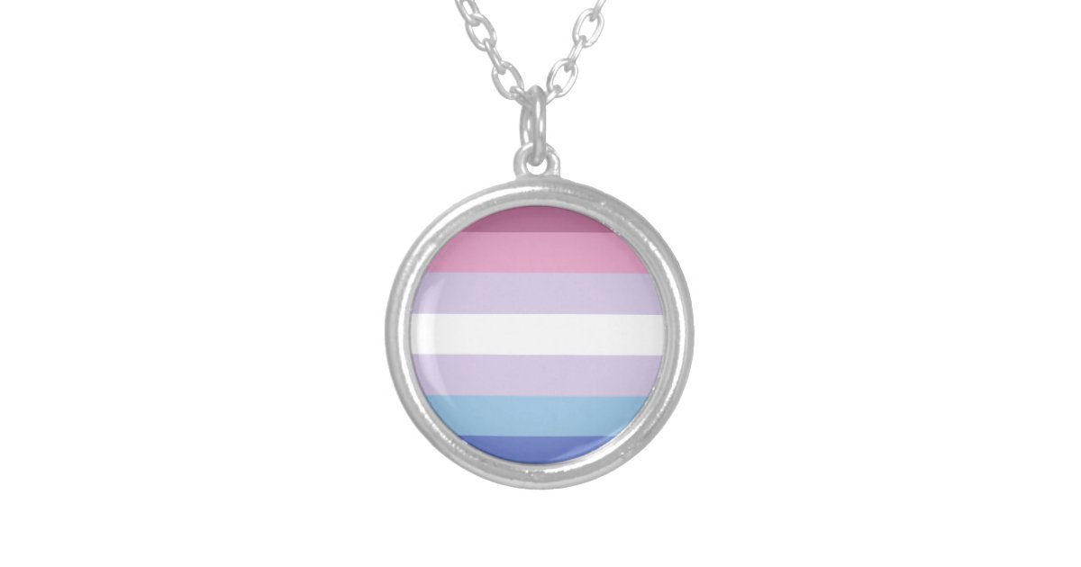 bigender pride flag silver plated necklace | Zazzle