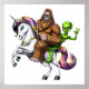 Bigfoot Alien Riding Unicorn Poster | Zazzle