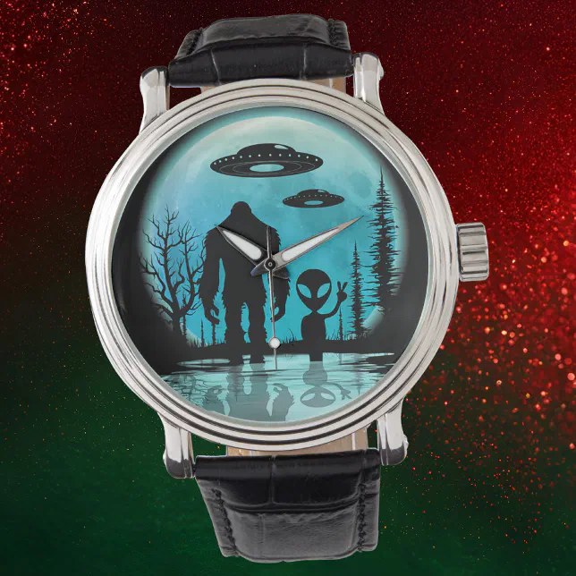 Bigfoot Alien UFO Watch Mens Cryptid Timepiece | Zazzle