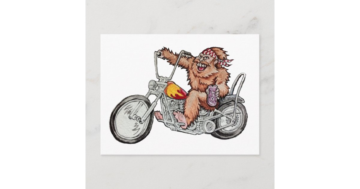Bigfoot Biker Postcard | Zazzle
