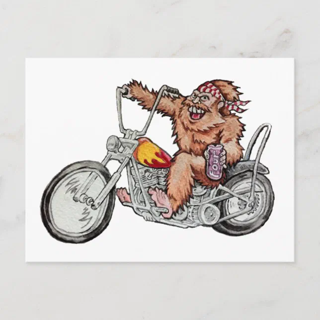 Bigfoot Biker Postcard | Zazzle
