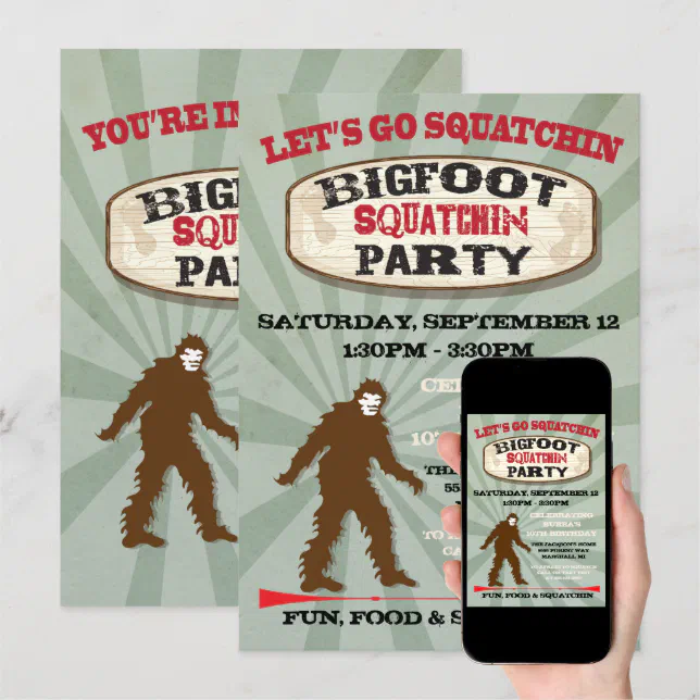 Bigfoot Birthday party invitations | Zazzle