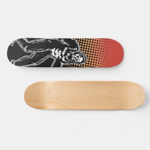Bigfoot Black Red Sasquatch Creature Silhouette Skateboard | Zazzle