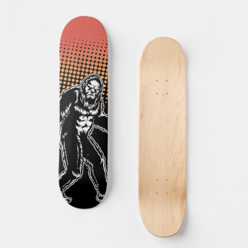 Bigfoot Black Red Sasquatch Creature Silhouette Skateboard | Zazzle