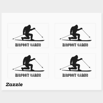 Bigfoot Cares Telemark Skiing Rectangular Sticker | Zazzle
