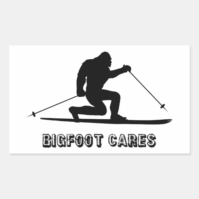 Bigfoot Cares Telemark Skiing Rectangular Sticker | Zazzle