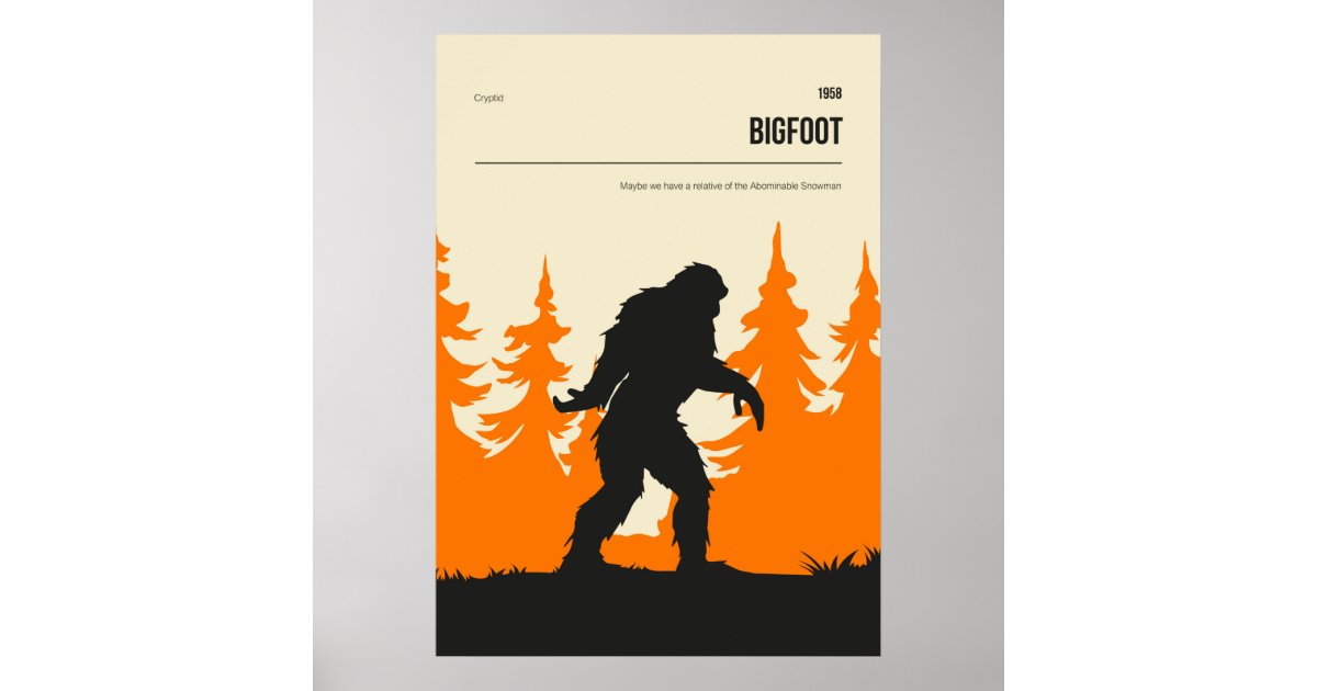 Bigfoot Cryptid Minimal Retro Cryptozoology Poster | Zazzle Bigfoot Cryptid Minimal Retro Cryptozoology Poster | Zazzle