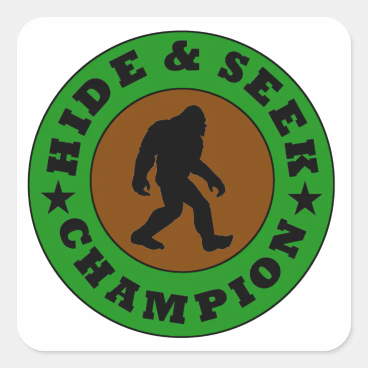 Bigfoot Hide And Seek Champion Square Sticker | Zazzle