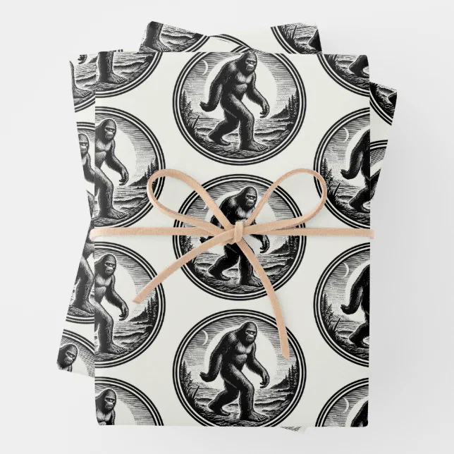 Bigfoot Illustration Folklore Wrapping Paper Sheets | Zazzle