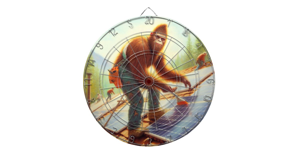 Bigfoot Installing Solar Panels Dart Board | Zazzle