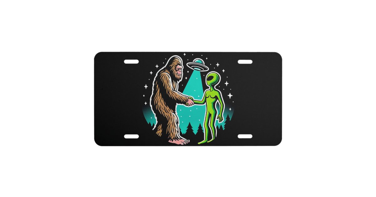 Bigfoot Meets Alien License Plate | Zazzle