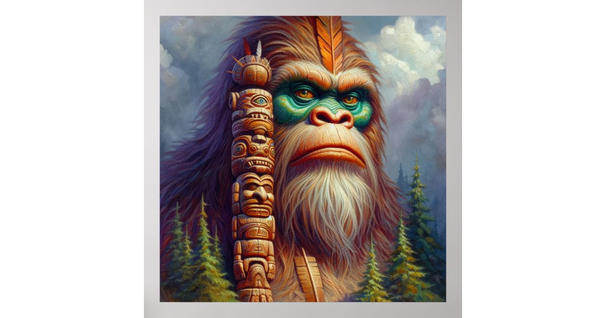 Bigfoot Native American Totem Poster | Zazzle