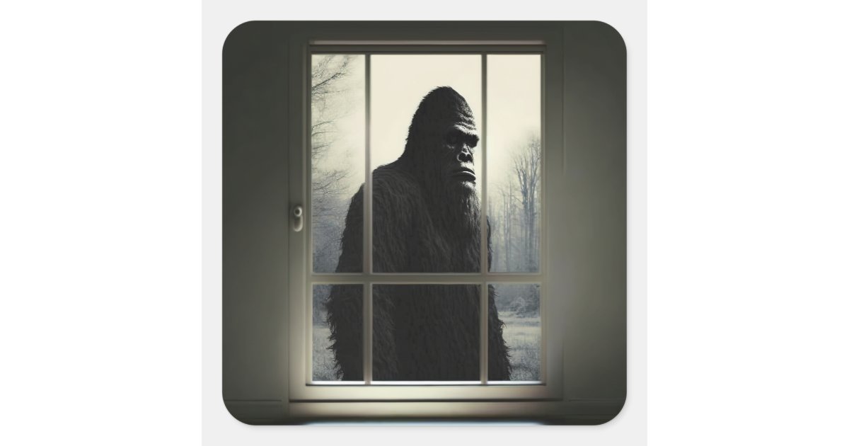 Bigfoot Outside My Window! Square Sticker | Zazzle