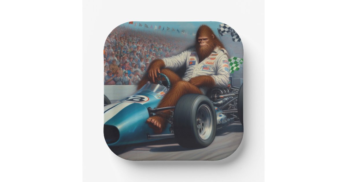 Bigfoot Racecar Paper Plates | Zazzle