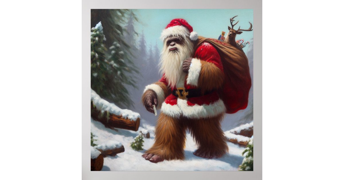 Bigfoot Santa Claus Poster | Zazzle