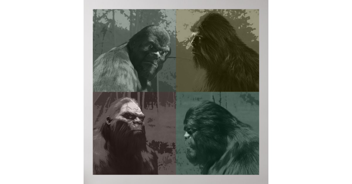 BIGFOOT SASQUATCH COLLAGE CUT-OUT EFFECT POSTER | Zazzle