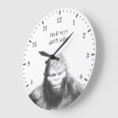 BIGFOOT SASQUATCH DRAWING PORTRAIT ORANGE EYES II LARGE CLOCK | Zazzle