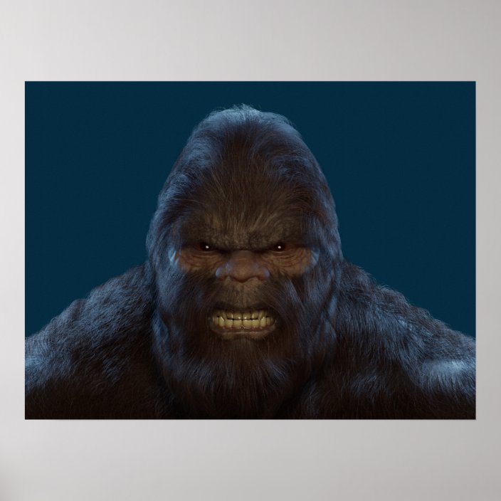 BIGFOOT SASQUATCH FACE PORTRAIT III POSTER | Zazzle.com