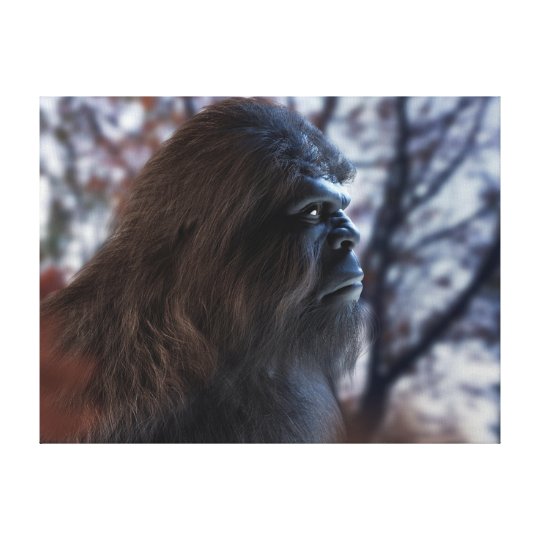 BIGFOOT SASQUATCH PORTRAIT IN PROFILE AT DUSK III CANVAS PRINT | Zazzle.com