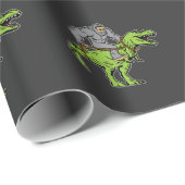 Bigfoot Sasquatch Riding Dinosaur T rex Wrapping Paper | Zazzle