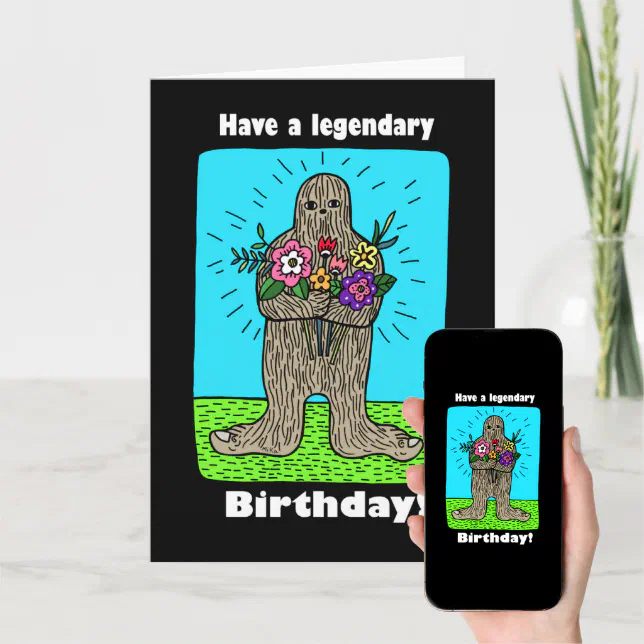 Bigfoot Sasquatch Yeti Hairy Beast Funny Birthday Card | Zazzle