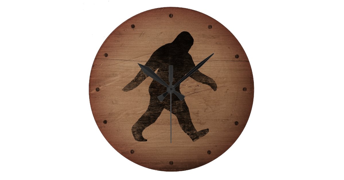 Bigfoot Silhouette Rustic Style Large Clock | Zazzle.com