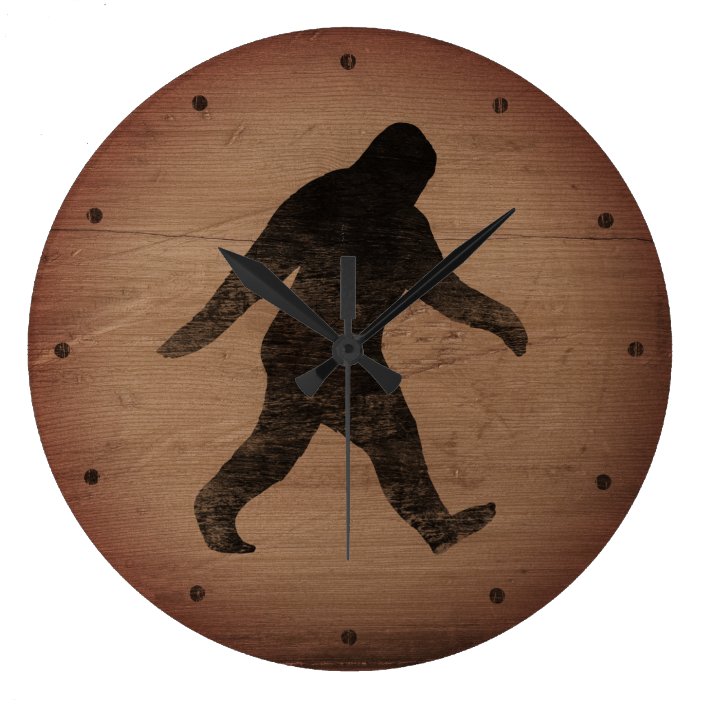 Bigfoot Silhouette Rustic Style Large Clock | Zazzle.com