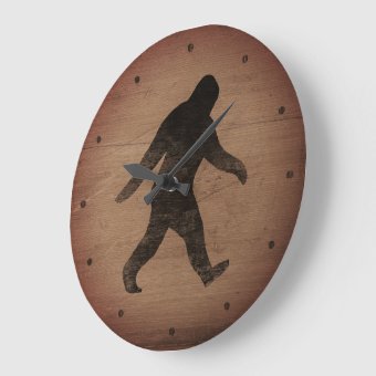 Bigfoot Silhouette Rustic Style Large Clock | Zazzle