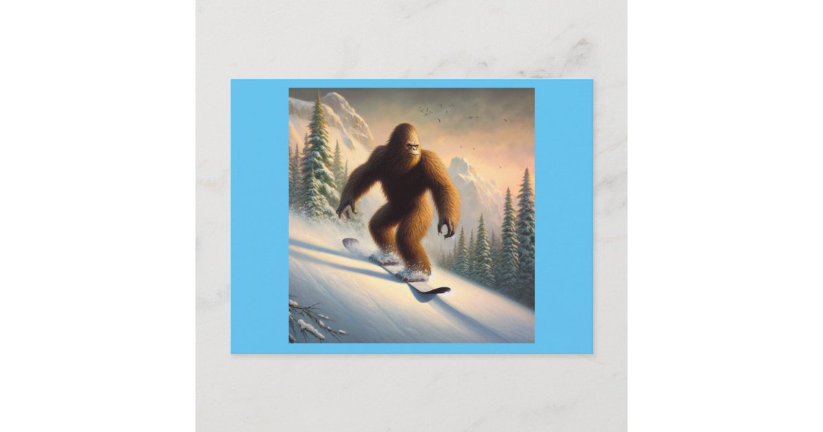 Bigfoot Snowboarding Postcard | Zazzle