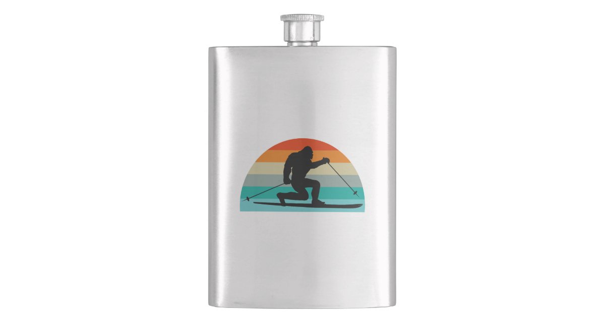 Bigfoot Telemark Skiing Rainbow Flask | Zazzle