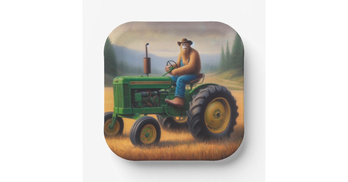 Bigfoot Tractor Paper Plates | Zazzle