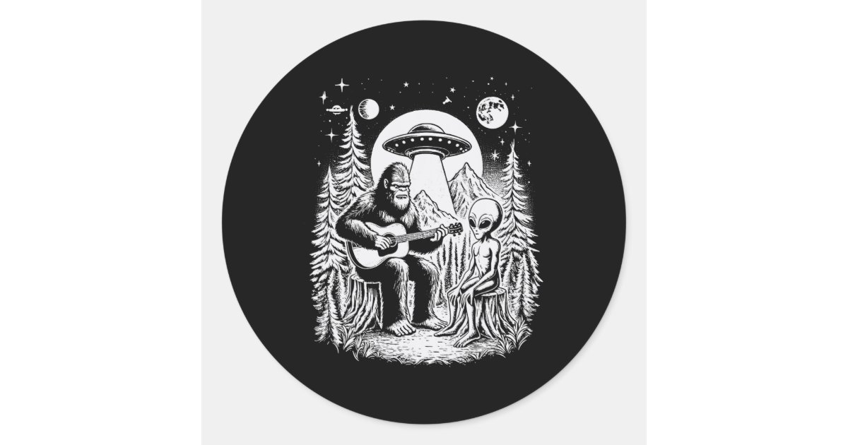 Bigfoot Ufo Alien Around Campfire Nature Hiking Sa Classic Round ...