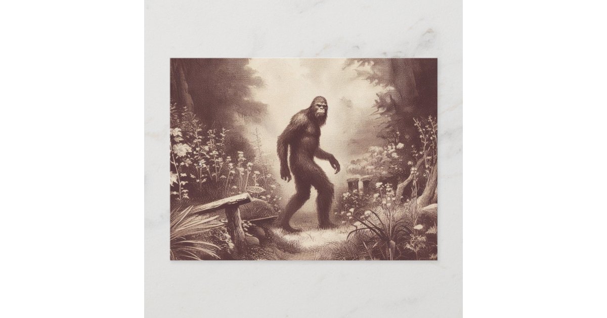 Bigfoot Vintage Illustration Folklore Postcard | Zazzle