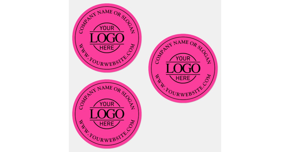 Bight Pink Simple Custom Elegant Business Logo Labels | Zazzle